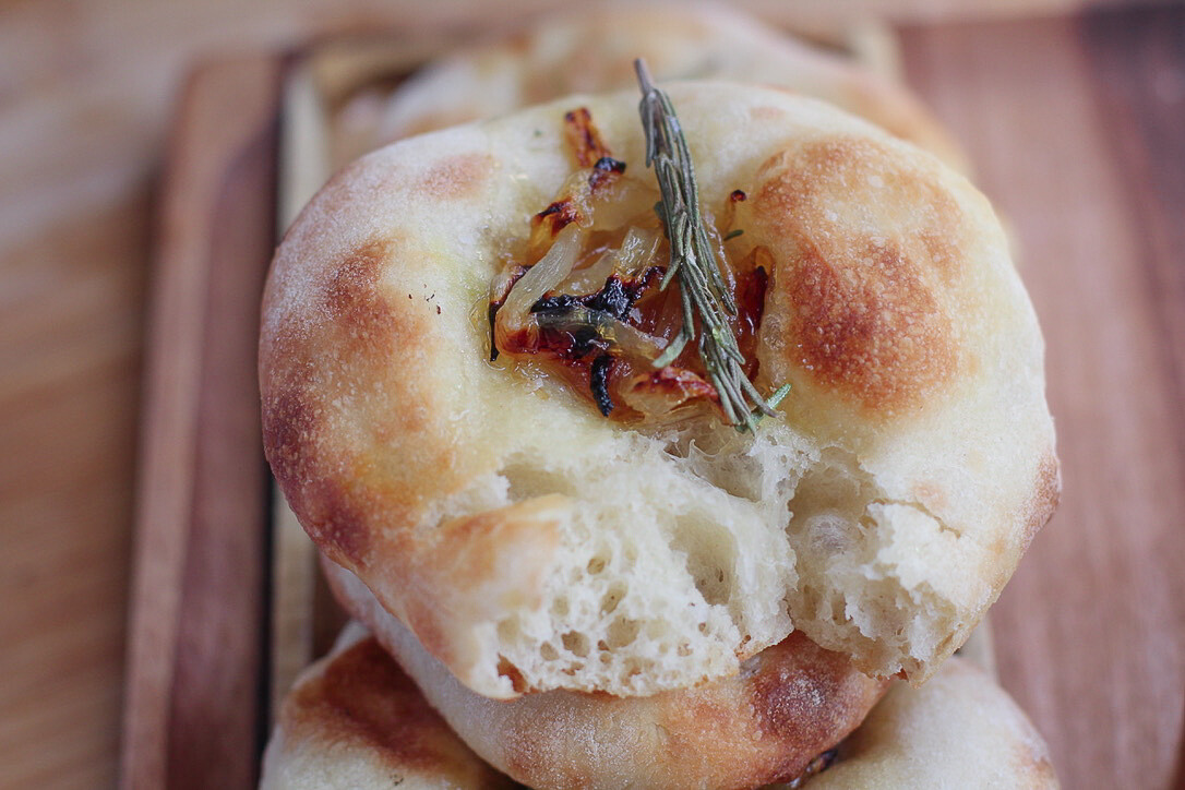 Mini Focaccia Appetizer with Honey Caramelized Onion and Rosemary ...