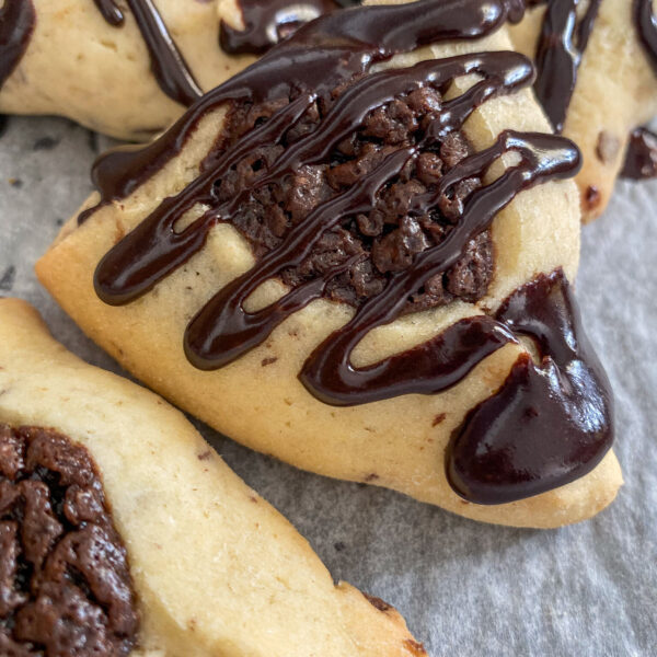 Chocolate Fudge Brownie Hamentashen - Soul&Streusel
